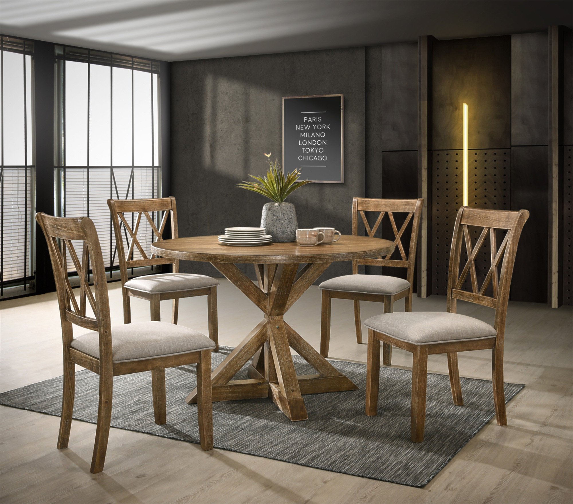 Ophelia & Co. Windvale Cross-Buck Wood 5-Piece Dining Set | Wayfair