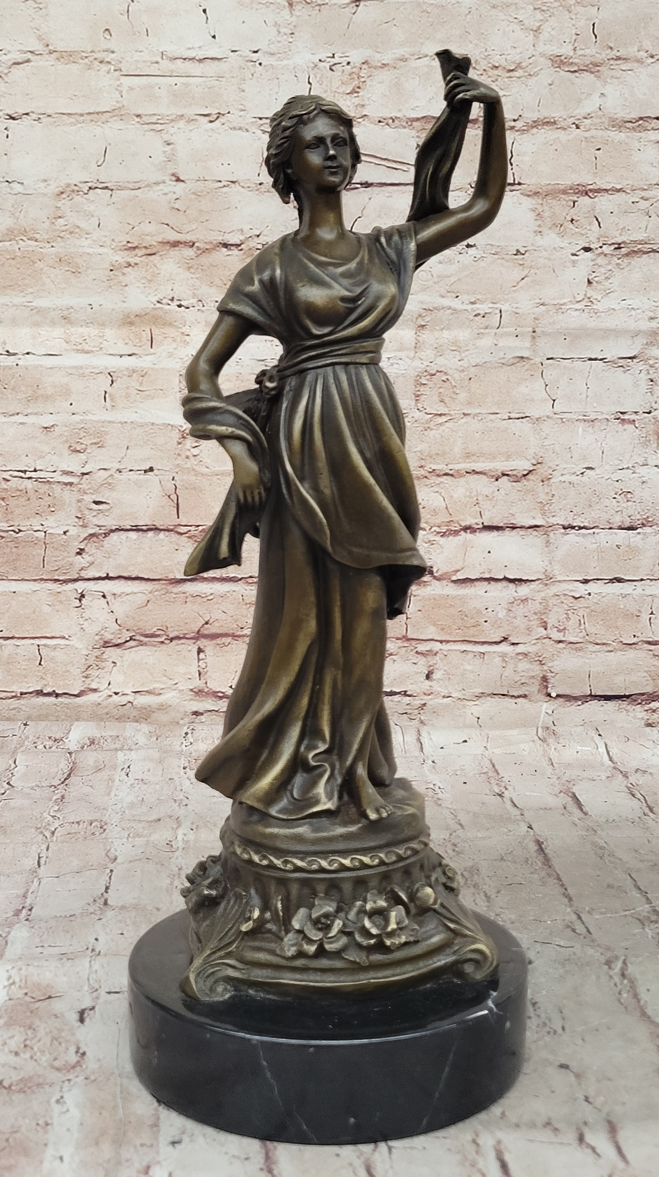Bloomsbury Market Roman Woman in Flowing Robes - Bronze Metal Sculpture ...