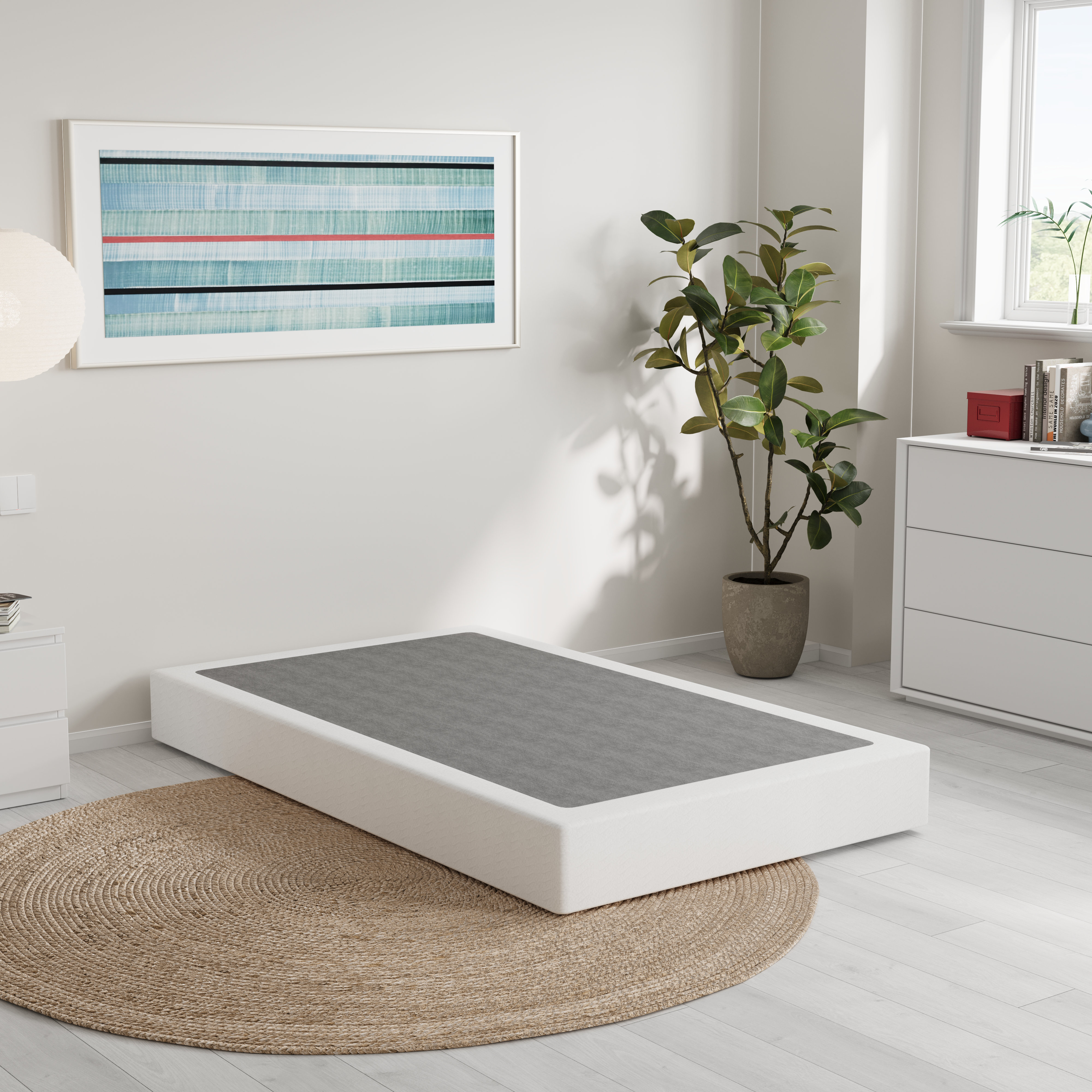 Alwyn Home Likins 4 Inch Metal Box Spring with Frabric Cover, Easy ...