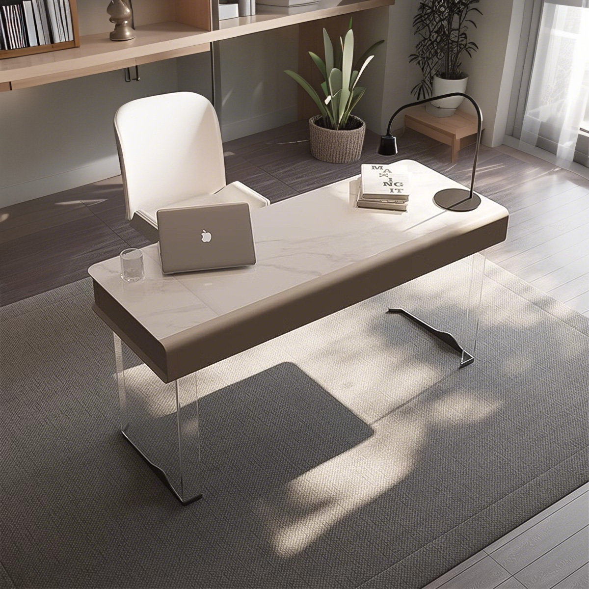 Orren Ellis Modern Luxurious Minimalist Acrylic High-End Office Desk ...