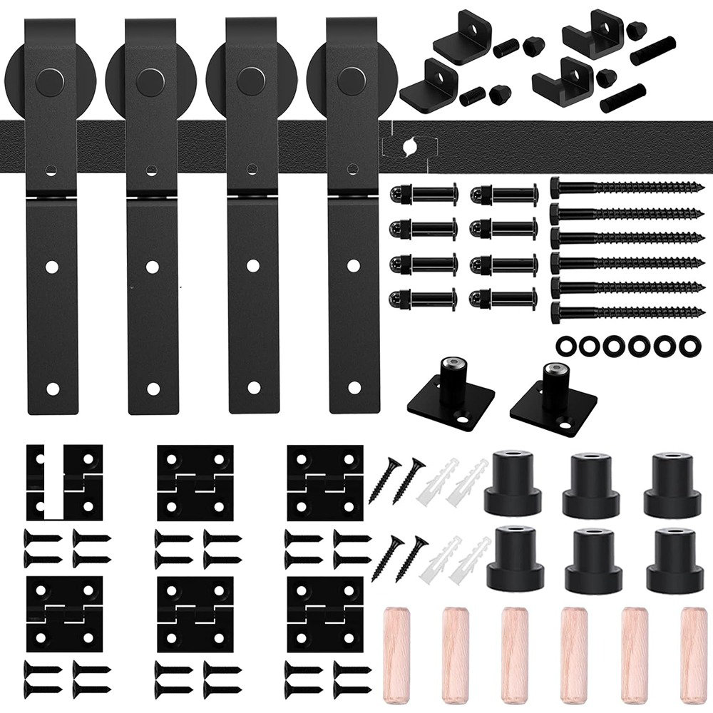 MAXAYA 5FT/60'' Bi-Folding Barn Door Hardware Sliding Track Kit Heavy D ...