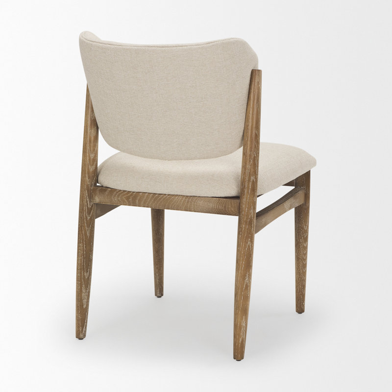 Wade Logan® Cline Cream Fabric Upholstered And Light Brown Wood Dining ...