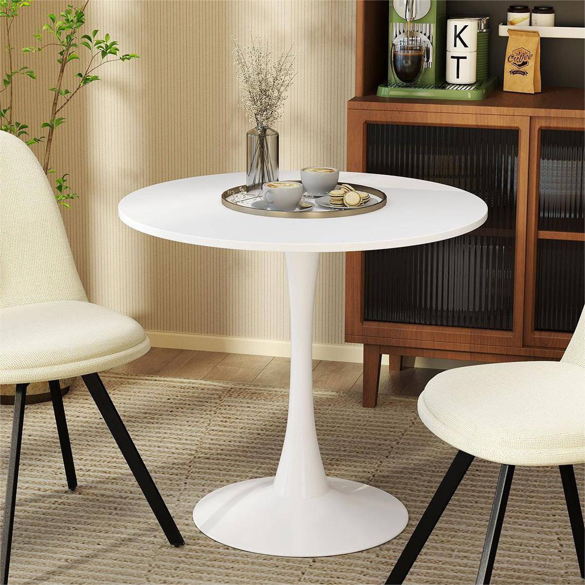 Ebern Designs Elegant Round Matal Base Dining Table, For Fine Dining ...