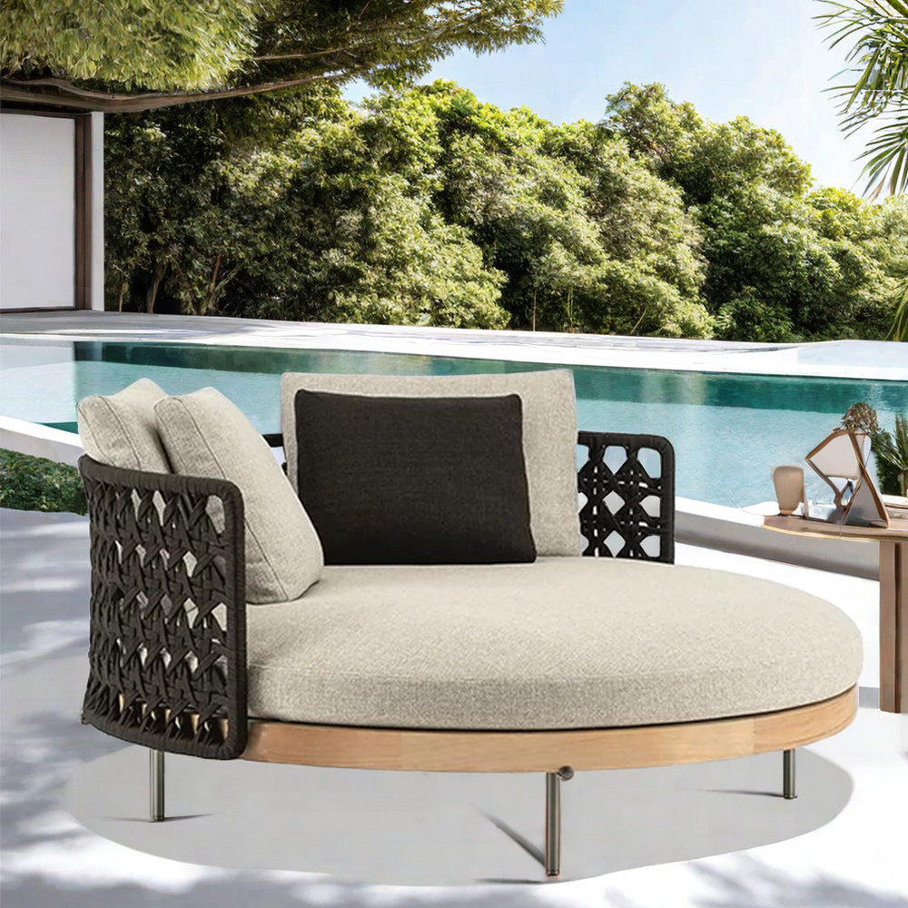 Elegance Furnishings Braided Rope Creative Patio Daybed 64.96'' Fabric ...