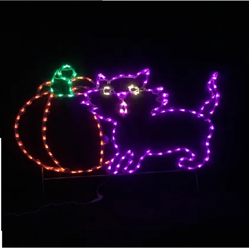 Lori's Lighted D'Lites Cat with Pumpkin Halloween Holiday Lighted ...