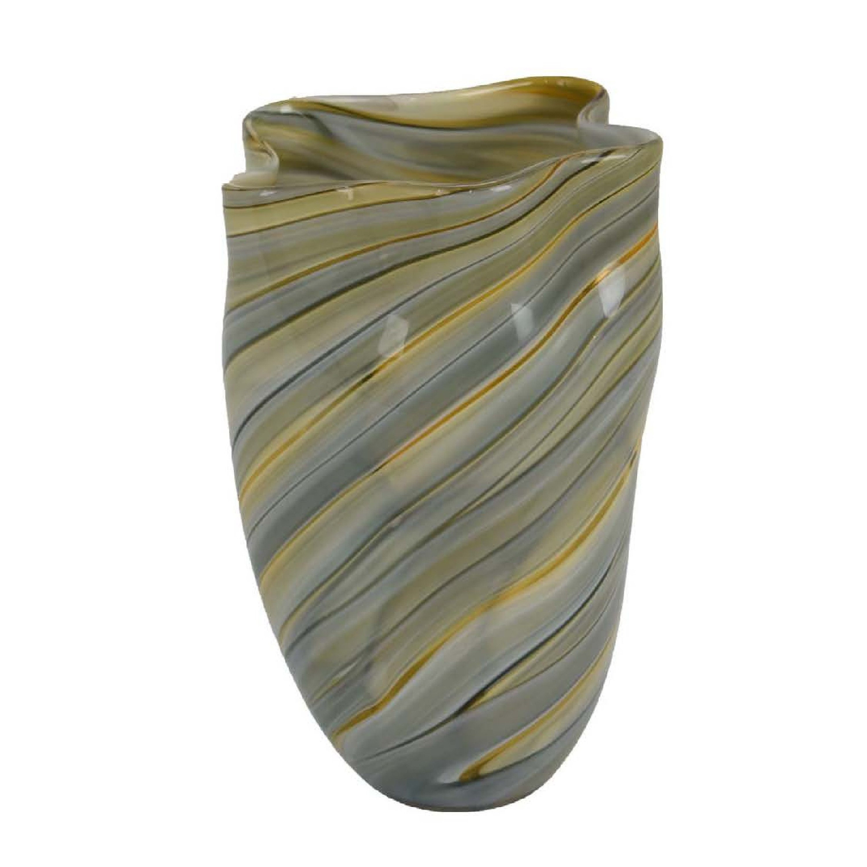 Benjara Keyan Accent Vase Ribbon Like Design, Glass, 11 Inch | Wayfair