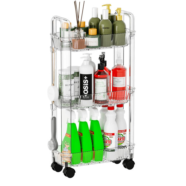 LEERWEI 3 Tier Slim Rolling Storage Cart With Wheels For Small Space ...