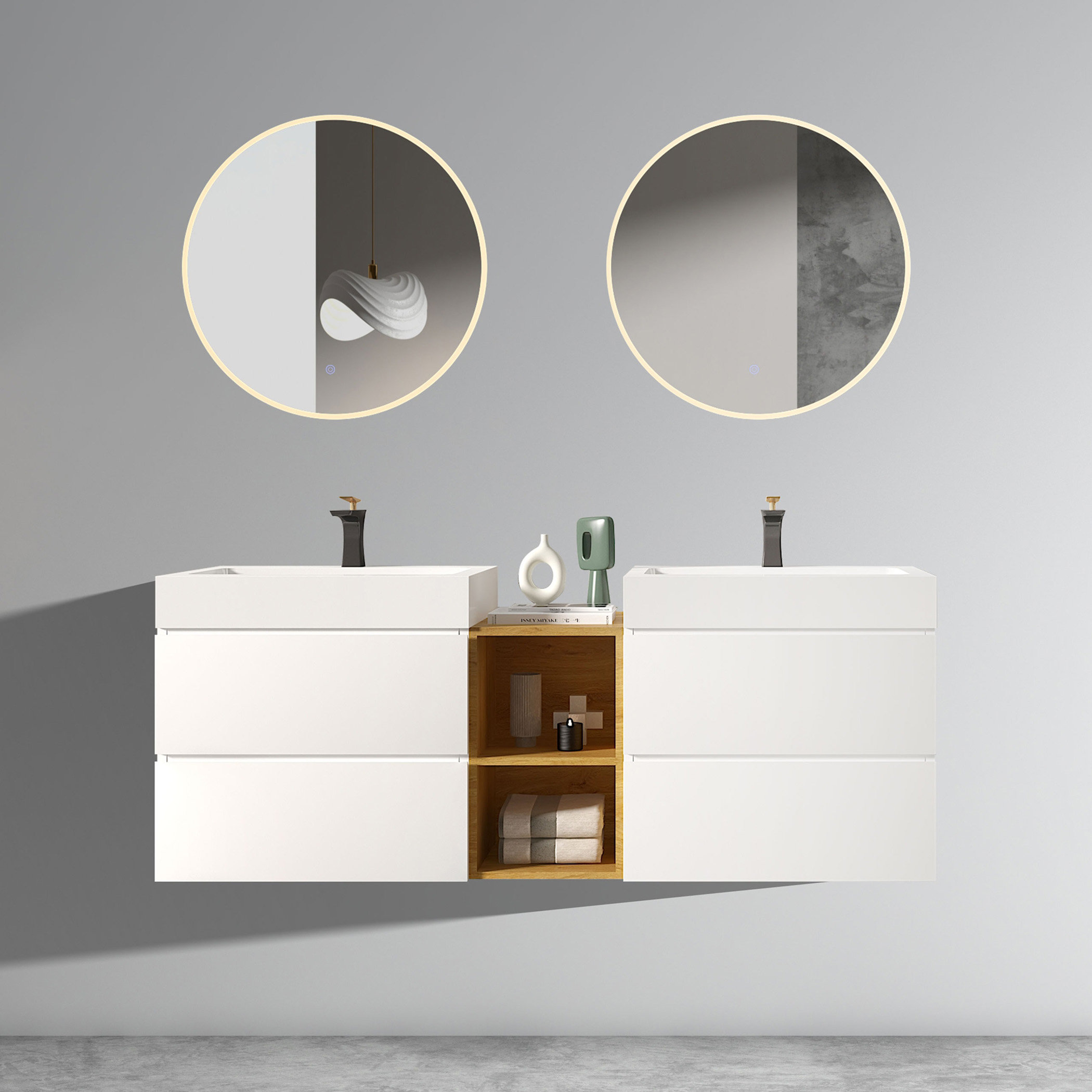 Corrigan Studio® U063-ALICE72W-201 Alice 72" White Bathroom Vanity With ...