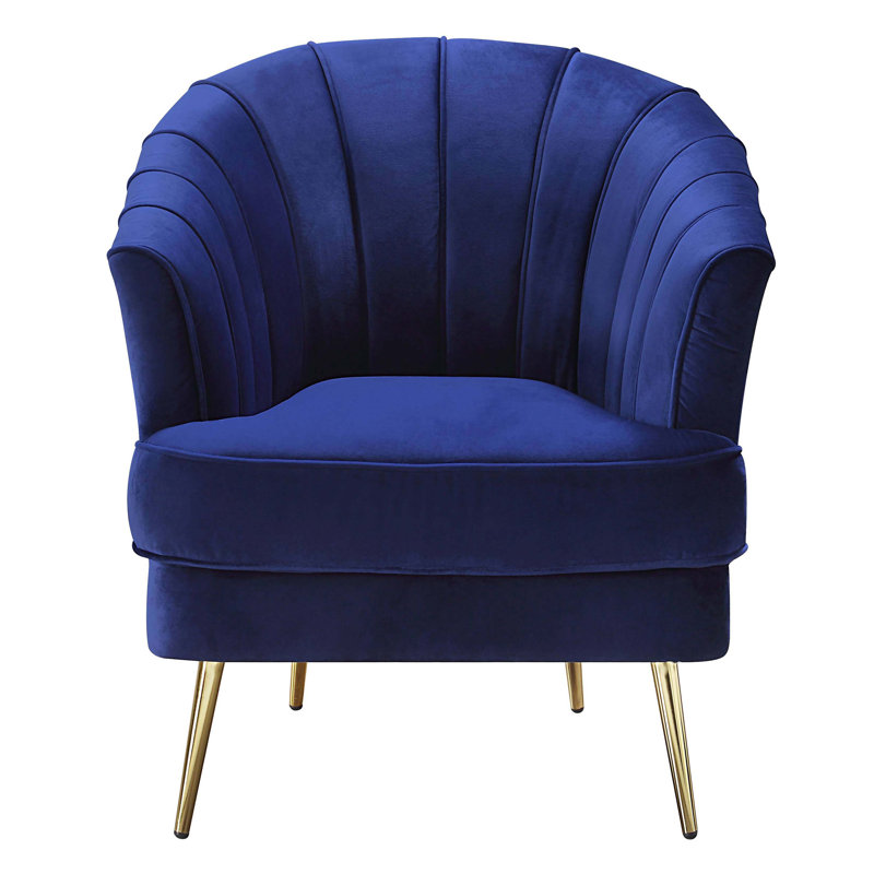 Everly Quinn Blue And Gold Tufted Back Accent Chair | Wayfair