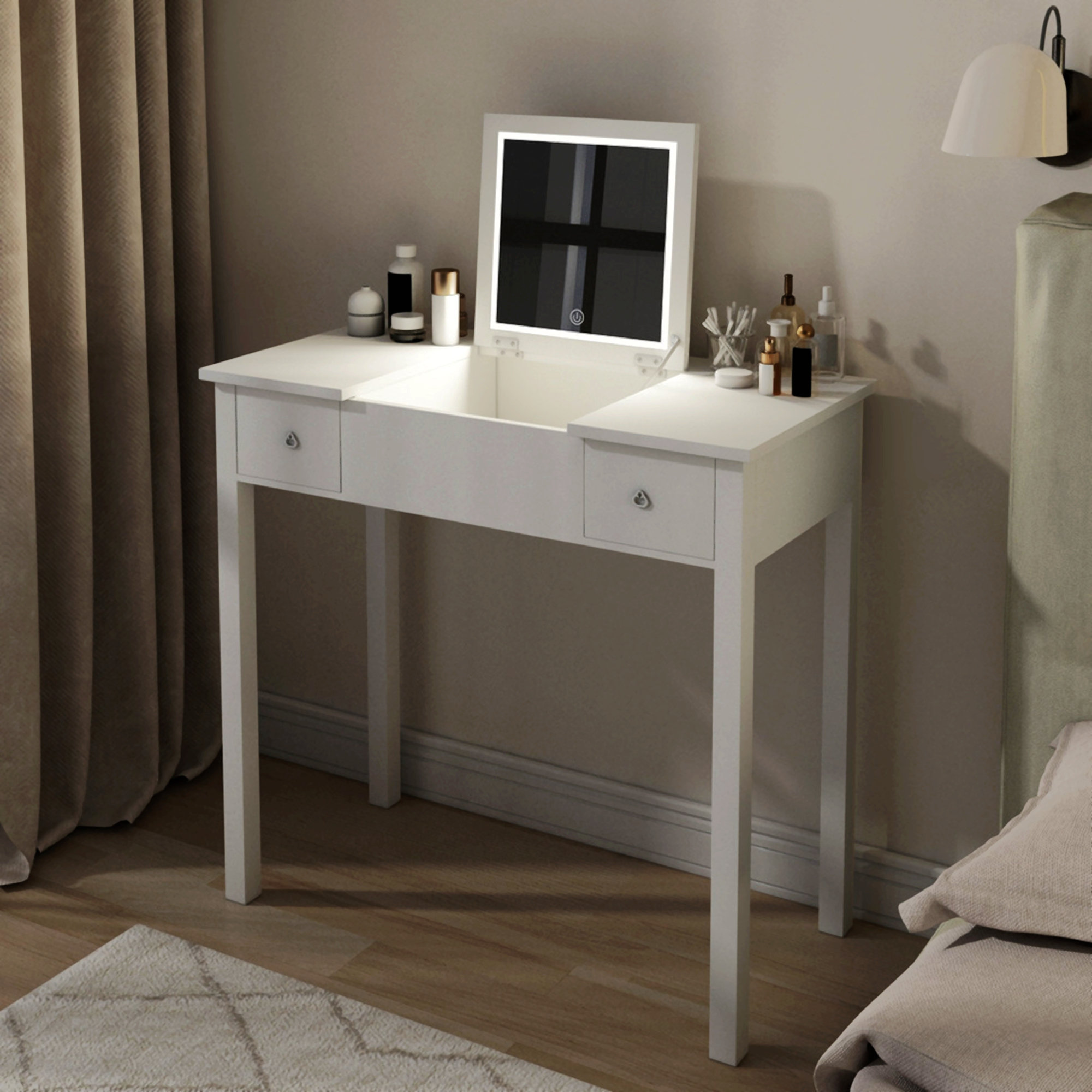 Ebern Designs Vanity Table With LED Lights - Wayfair Canada