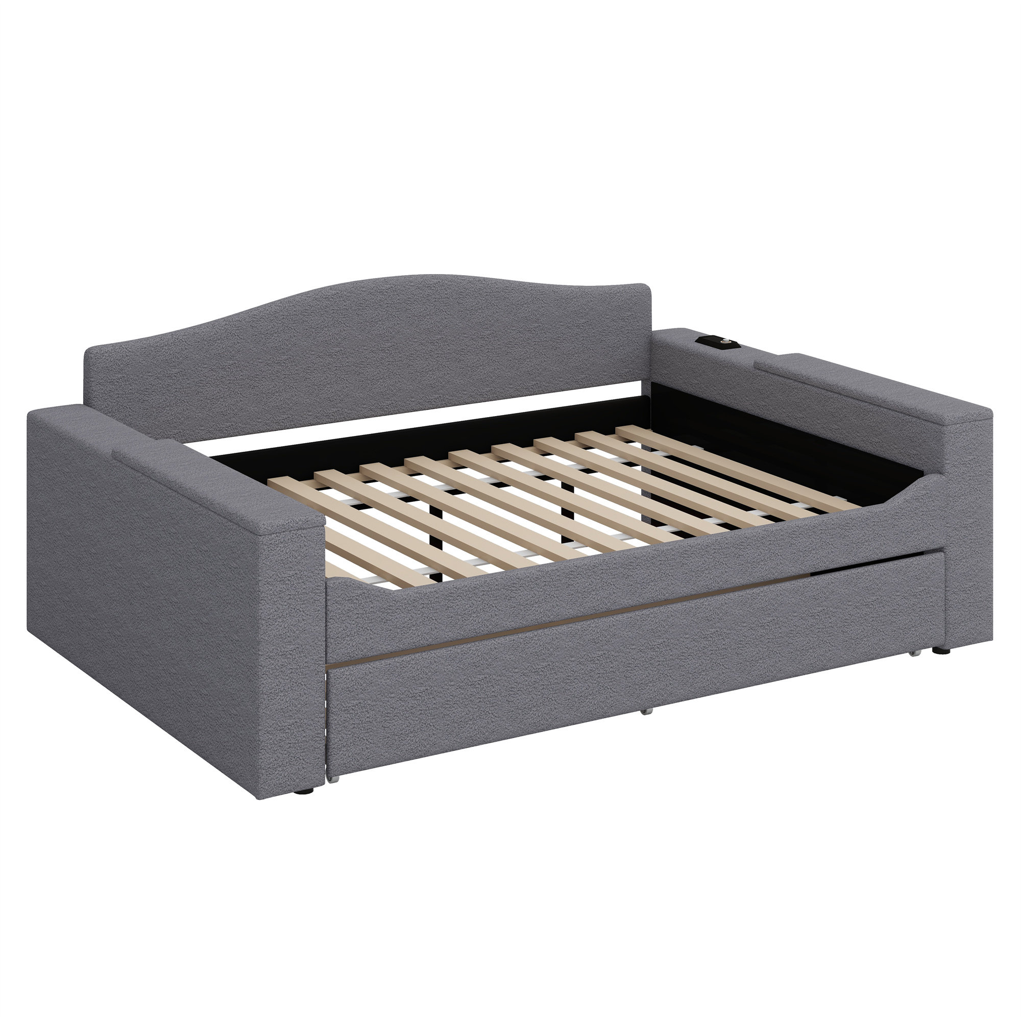 Red Barrel Studio® Upholstered Daybed With Storage Armrests, Trundle ...