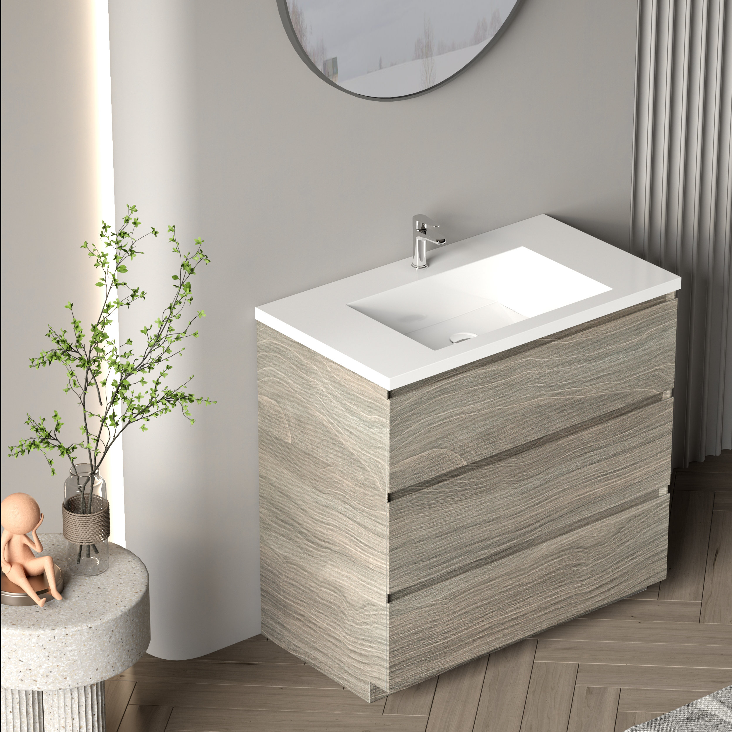 Latitude Run® 1_Cascade 36 In. Maple Grey Bathroom Furniture Set With ...