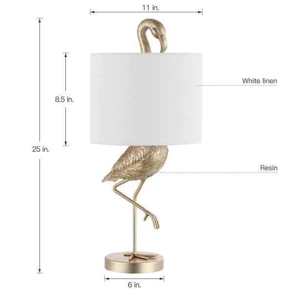 True Fine 25in Champaign Gold Novelty Flamingo Table Lamp, Metal Legs ...