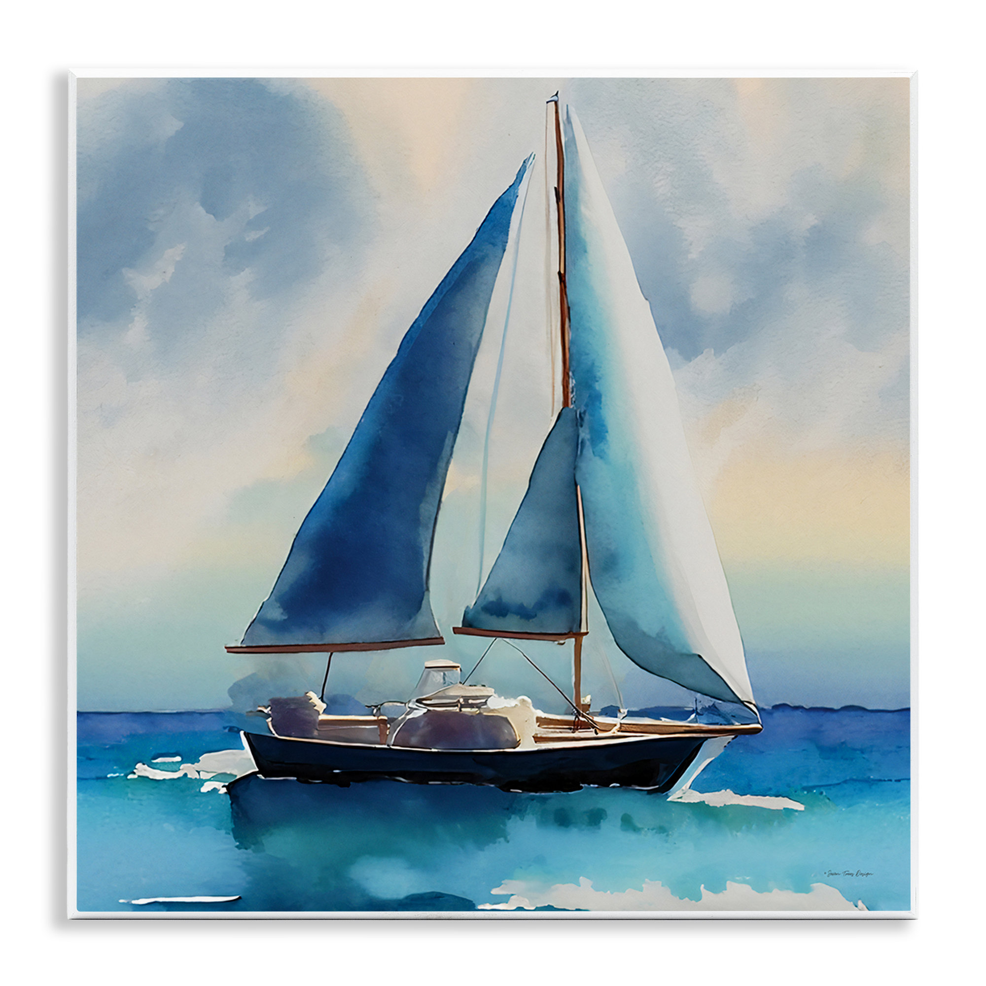 Ophelia & Co. Watercolor Style Sailboat Wall Plaque Art by Yass Naffas ...