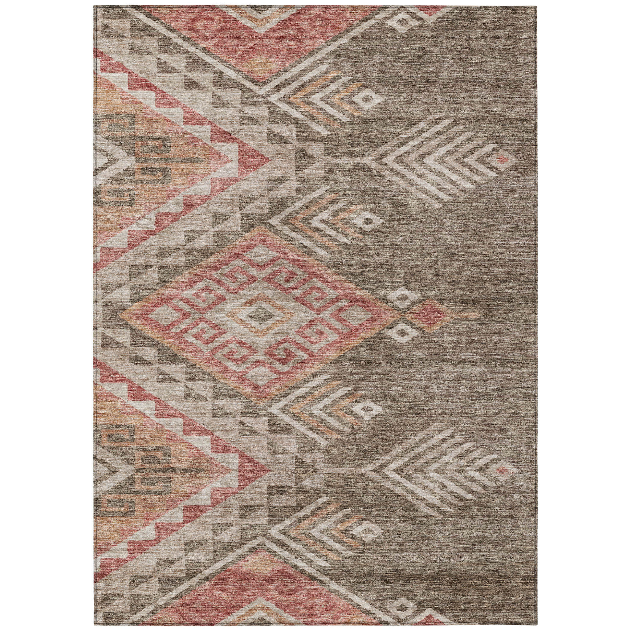 HomeRoots 9' X 12' Brown And Terra Cotta Southwestern Washable Indoor ...