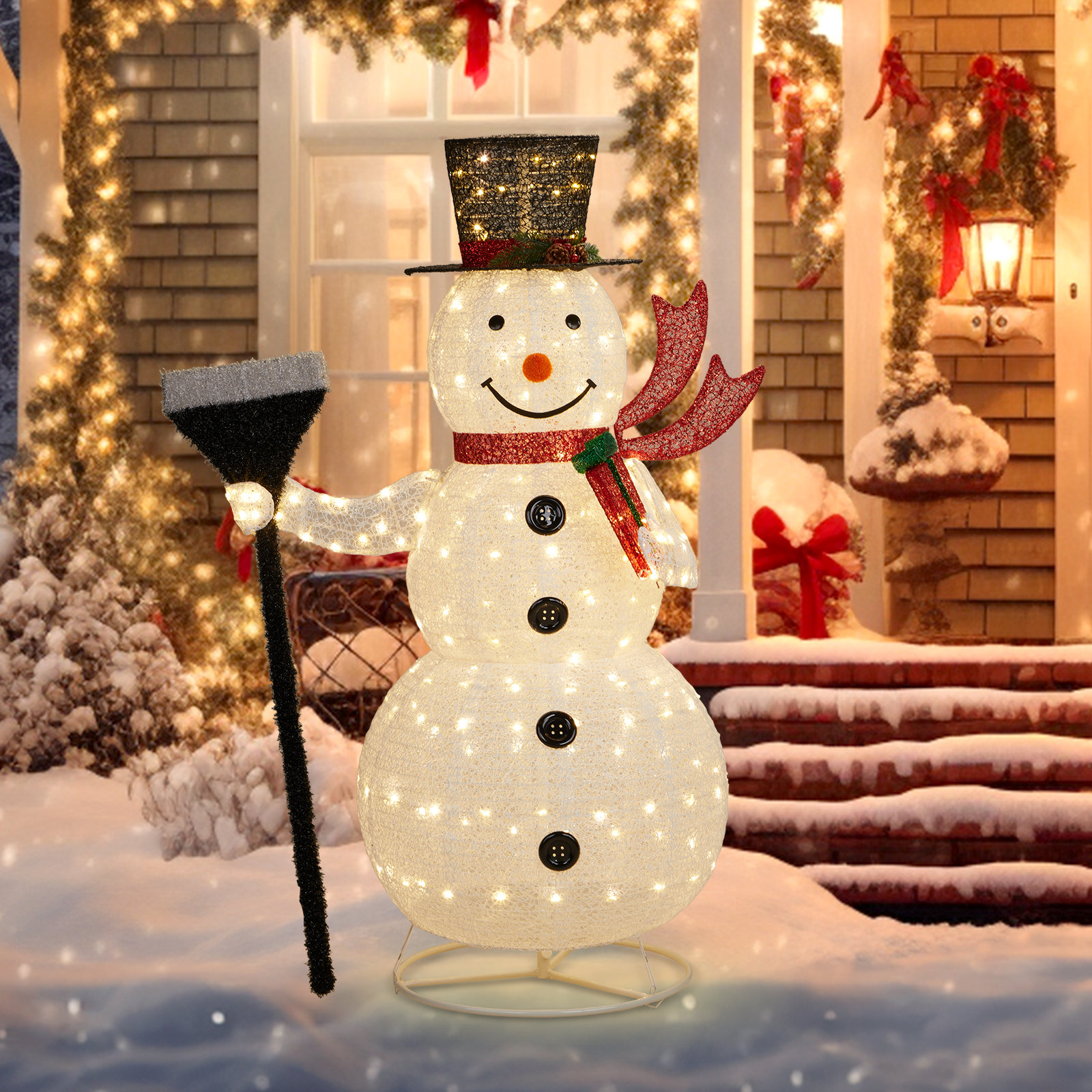 The Holiday Aisle® 5ft Lighted Collasipble Snowman Christmas Yard ...