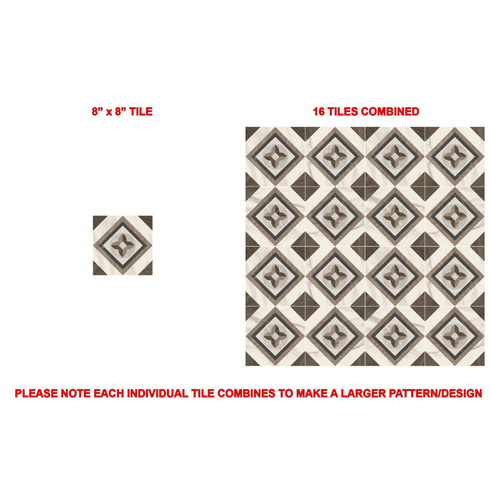 Encore Surfaces Intarsi Glam 02 8" x 8" Spanish/Pattern Look Wall ...