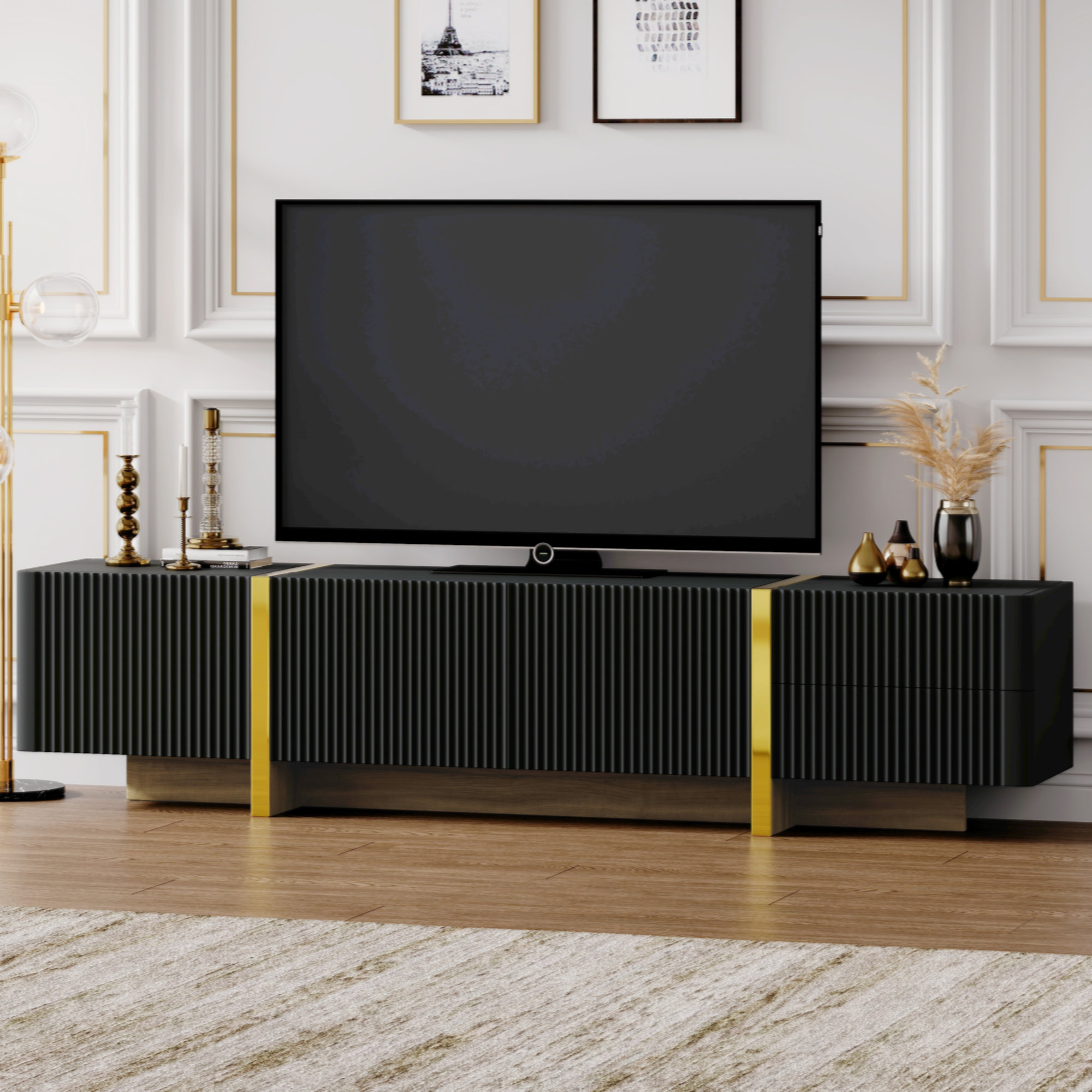 Mercer41 Luxury Fluted TV Stand For Tvs Up To 80'', Modern ...