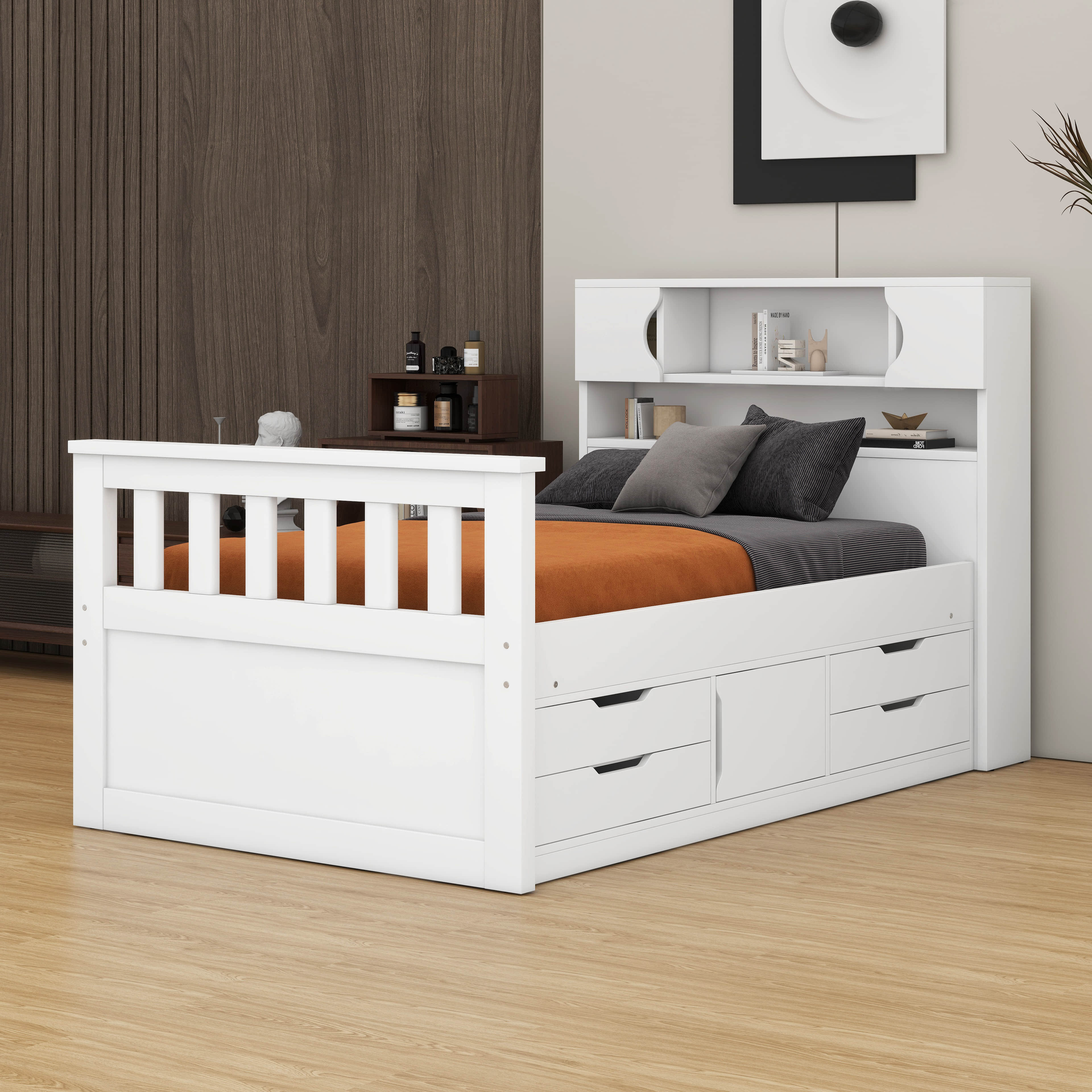 Red Barrel Studio® Multi-Funtional Twin Size Captain Platform Bed With ...