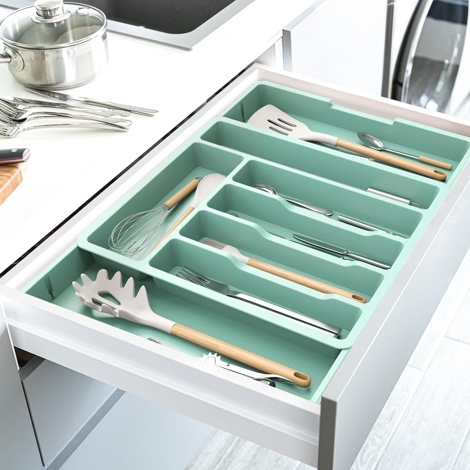 Elaine Mercure Silverware Drawer Organizer, Expandable Utensil Tray For ...