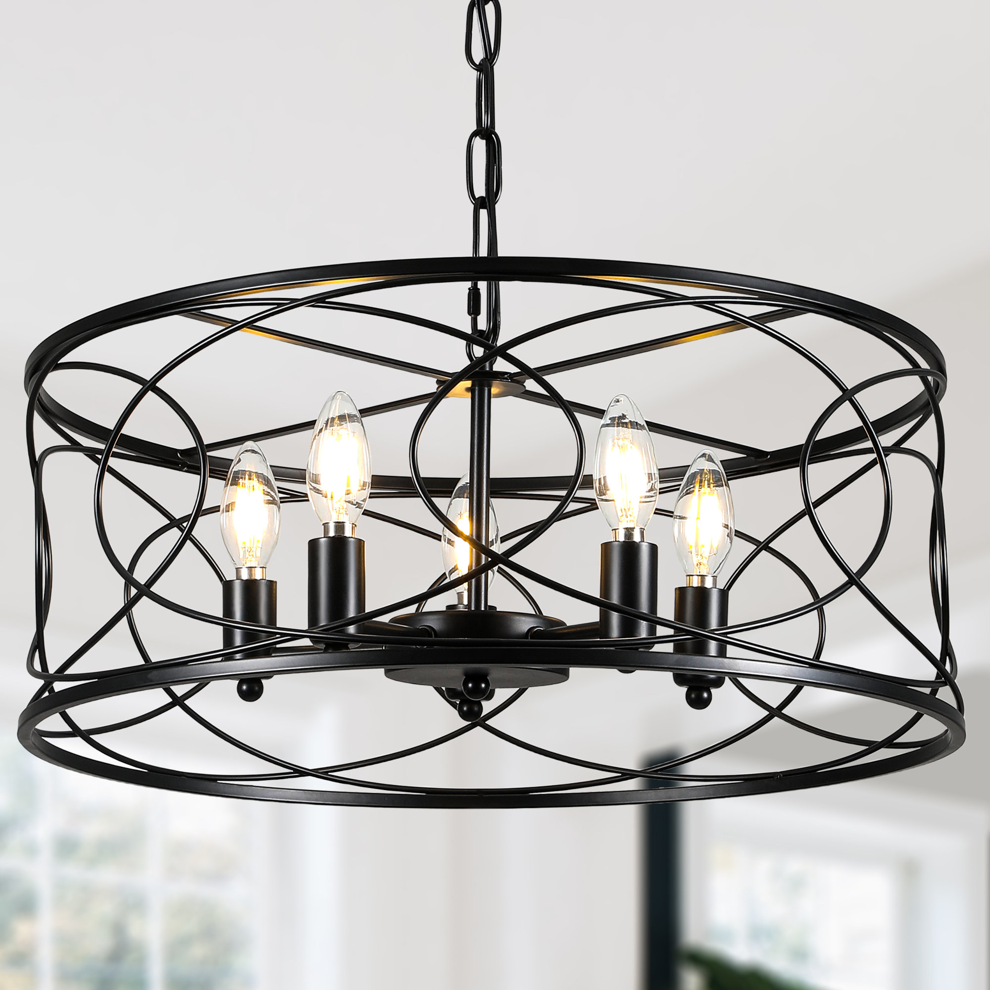 17 Stories 20" Industrial Caged Lights w 5 Lights | Wayfair