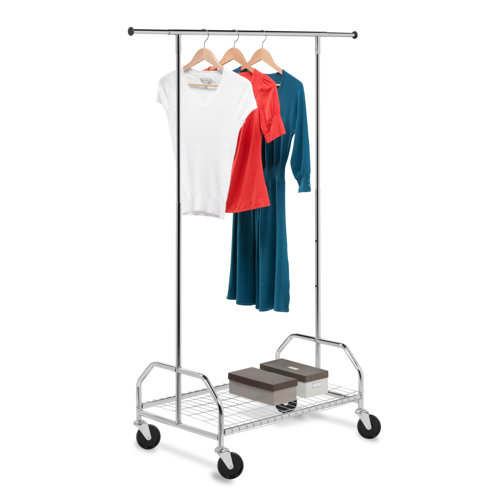 Rebrilliant Shanaya Metal Adjustable Rolling Clothes Rack & Reviews ...