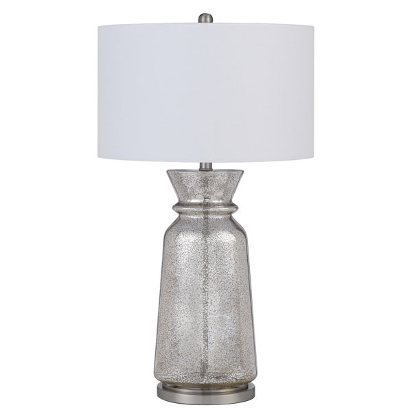 Benjara 34 Inch Table Lamp, White Shade, Glass Vase Shape and Metal ...