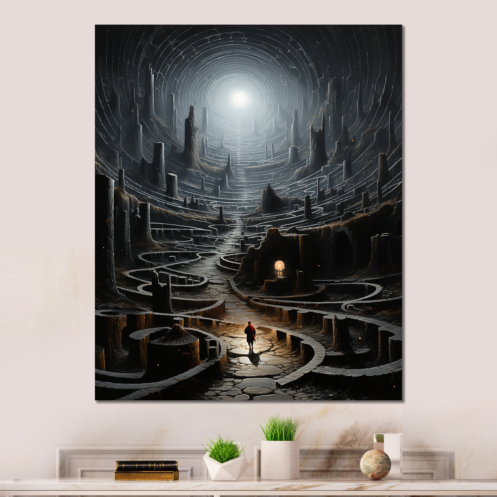 Latitude Run® " Fantsay Lunar Labyrinth Lost " on Metal | Wayfair
