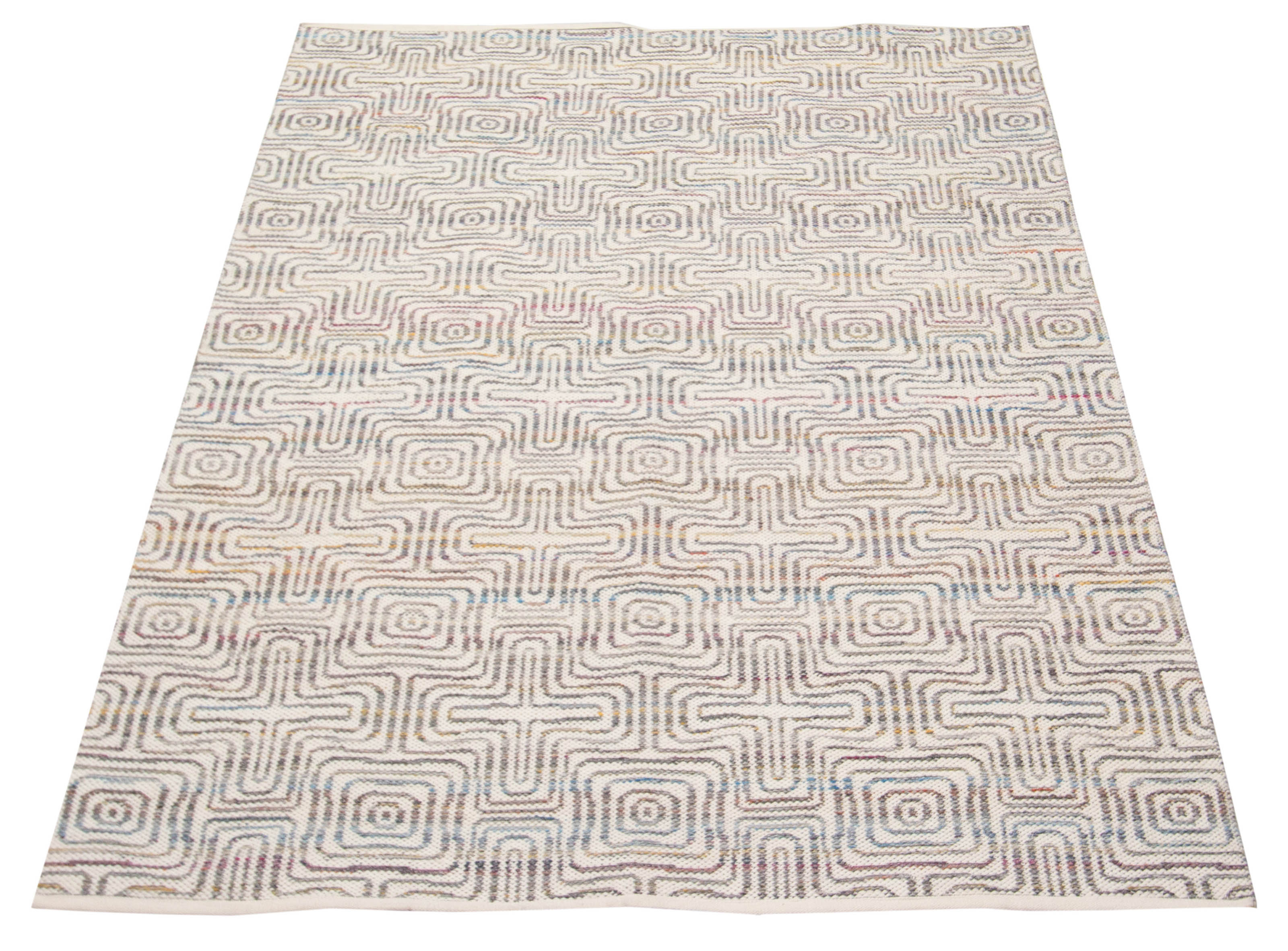 Foundry Select Tapis géométrique en laine tissé à plat à la main à motif rectangulaire 5 pi x 7 ...