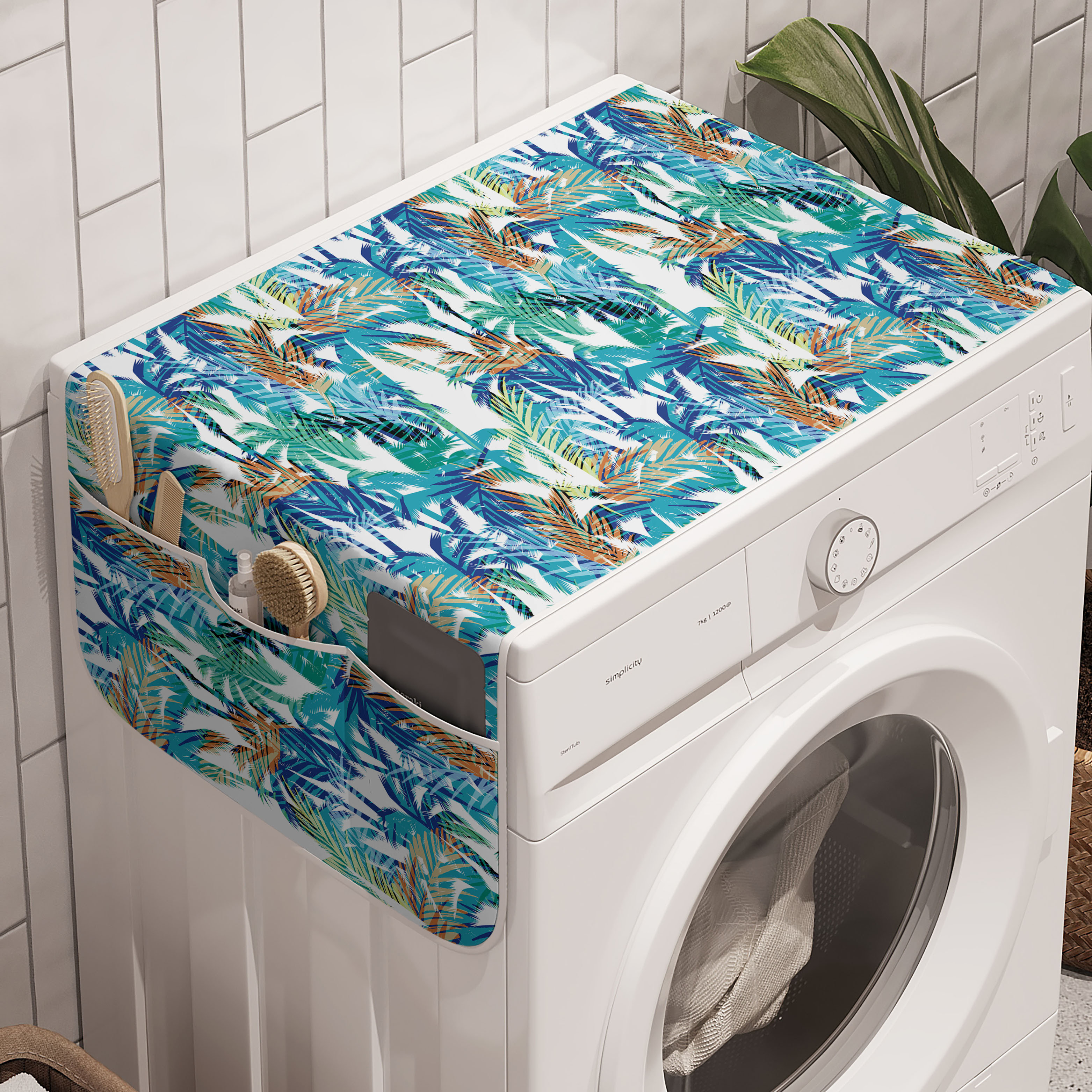 Ambesonne Palm Leaf Washing Machine Organizer Pack of 2 47" x 18.5 ...