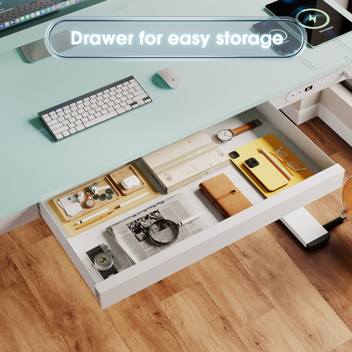 The Twillery Co.® Middletown 48'' W Glass Top Height Adjustable ...