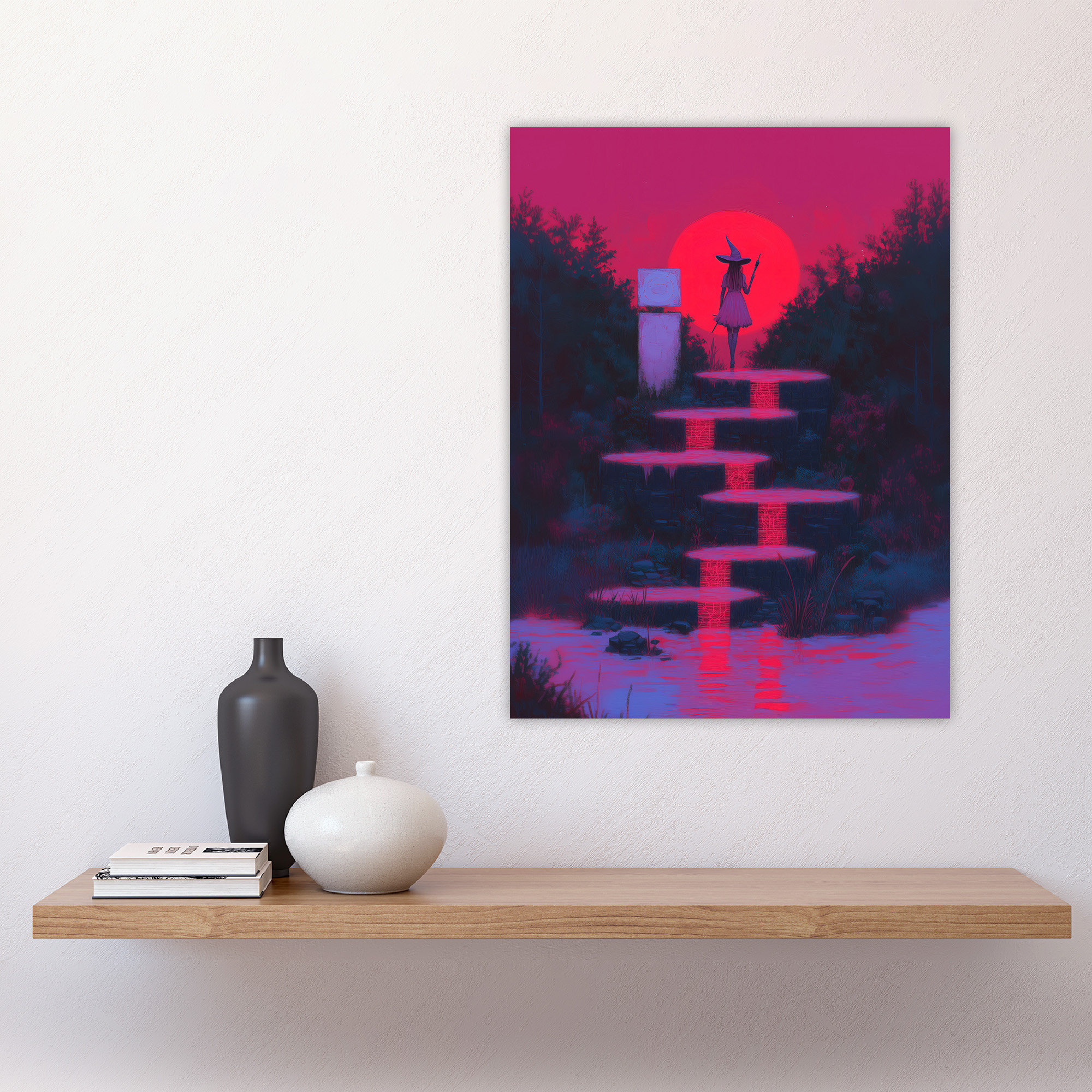 ModernMoments Full Moon Witch Ritual Fantasy Art Wall Art Print ...