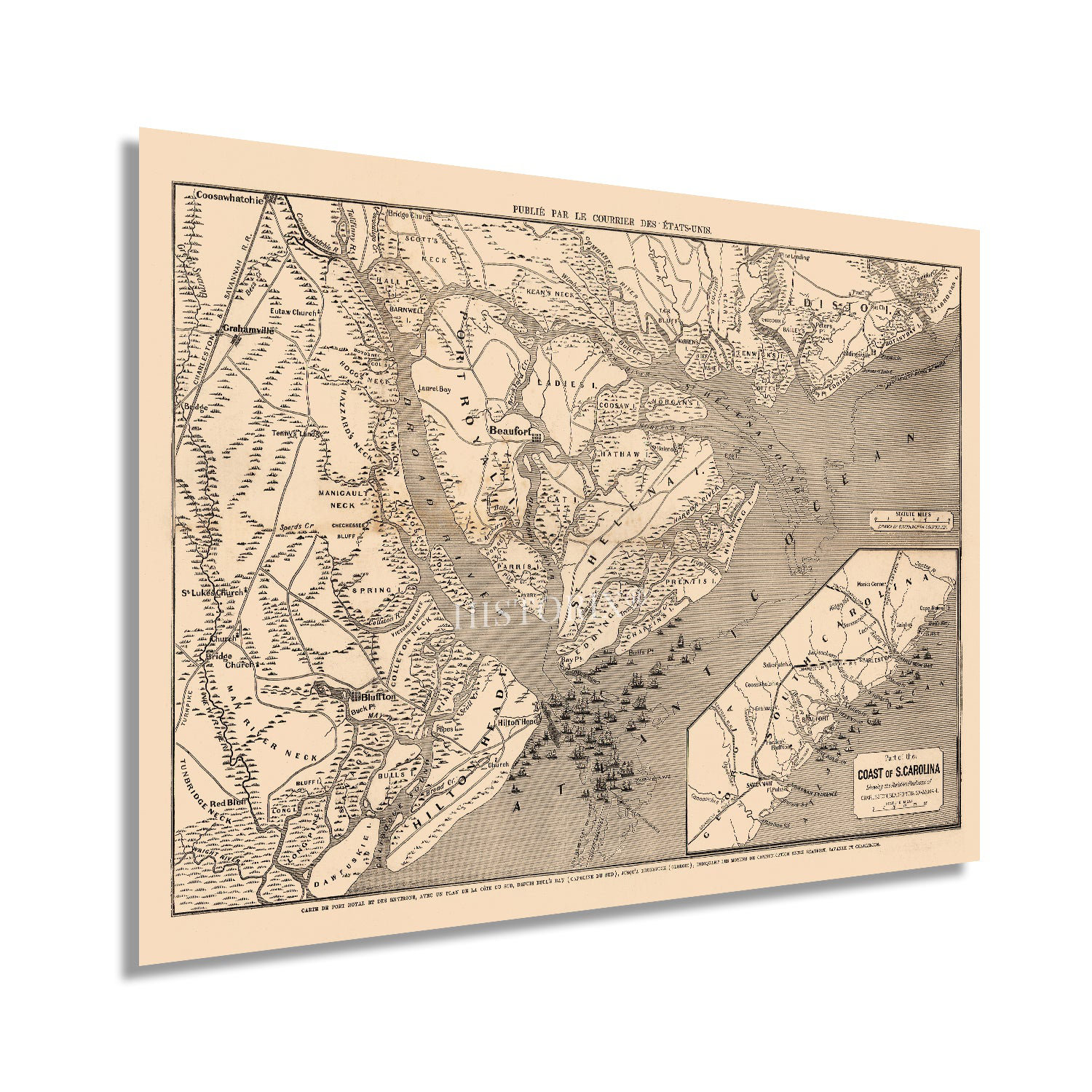 Williston Forge 1860 Port Royal Sound Region - Vintage Map Of Hilton ...