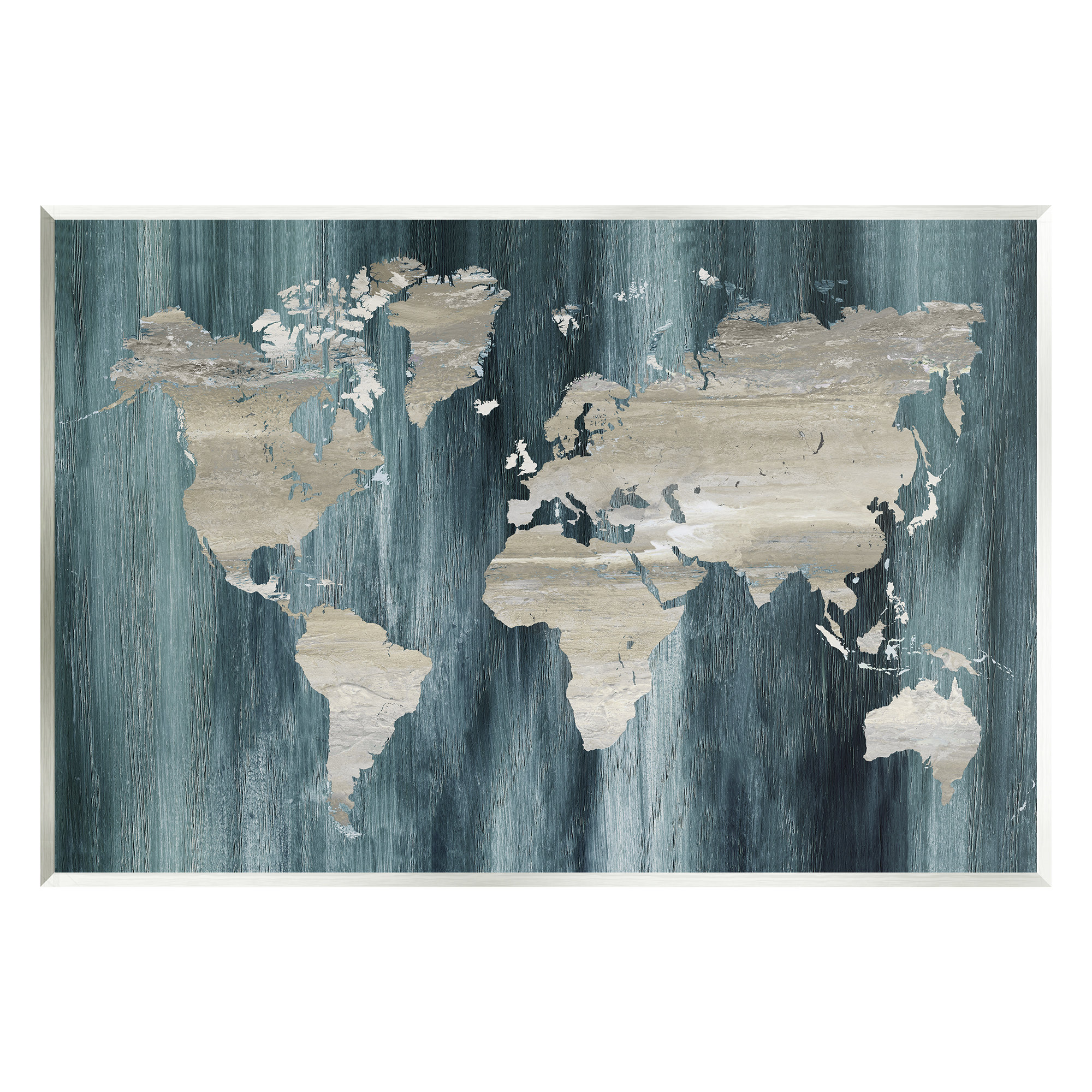 Stupell Industries Rustic Grain Patterned World Map Country Shapes by ...