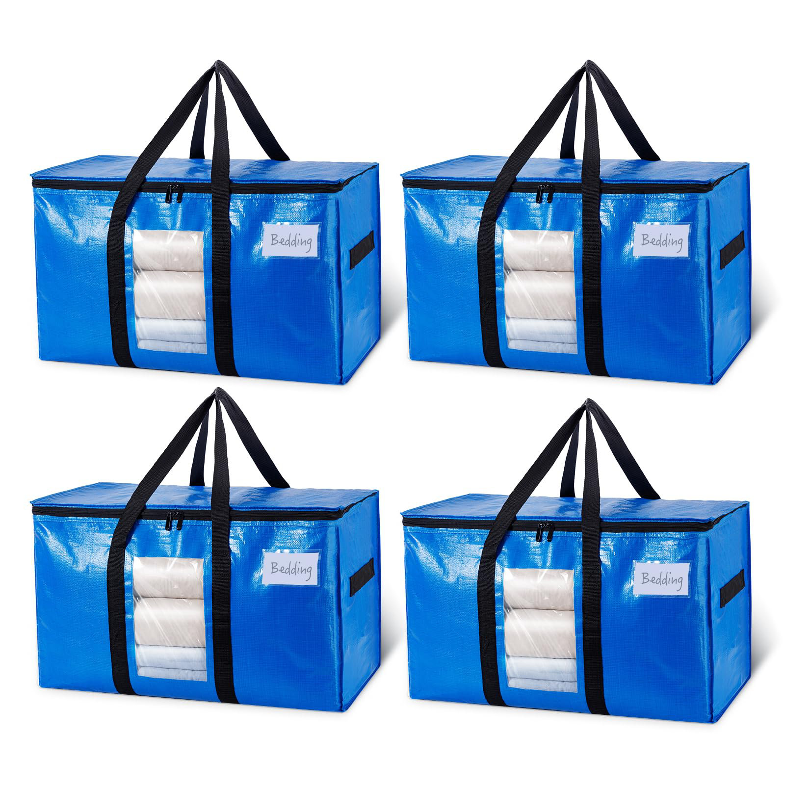 Latitude Run® Extra Large Moving Bags, 4 Pack Blue Heavy Duty Totes For ...