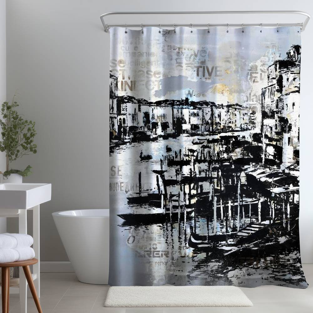 Begin Edition International Inc. Blue Contemporary Shower Curtain ...