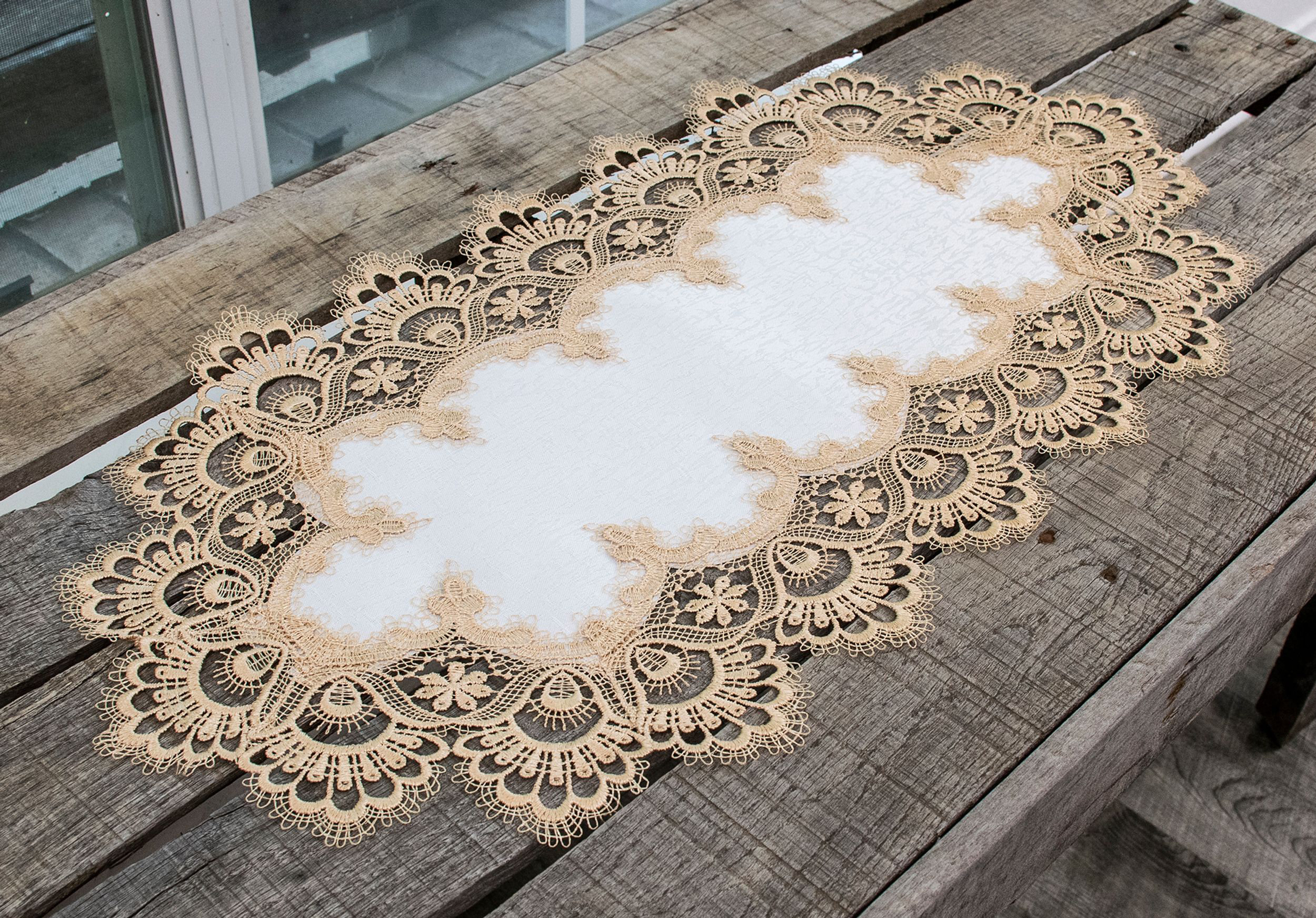 House of Hampton Colfontaine Gold European Lace Antique Lace Table ...