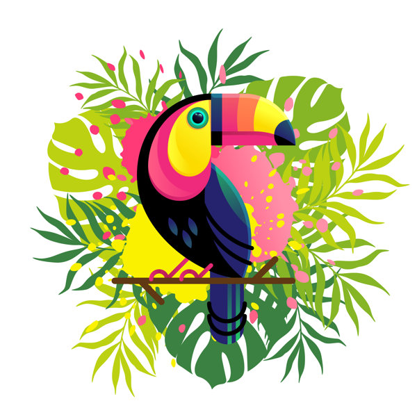 Bay Isle Home Bancora " Vector Toucan On A Floral Background " by ...