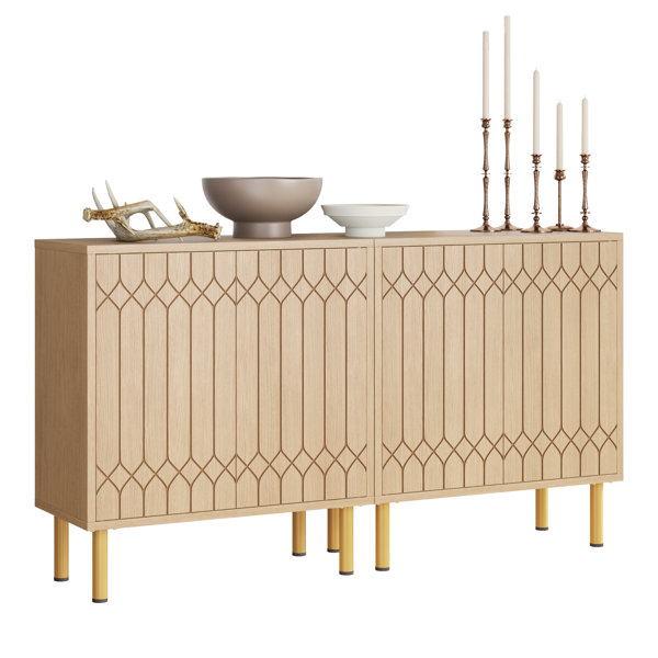 Mercer41 Modern Kitchen Buffet Cabinet With Doors And Adjustable ...