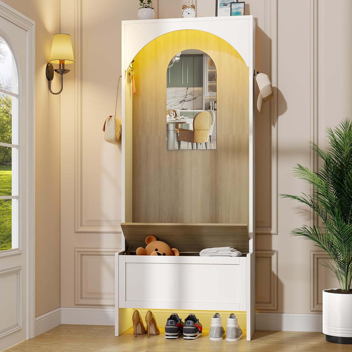 Latitude Run® Hall Tree With Bench And Shoe Storage, 7-In-1 Entryway ...