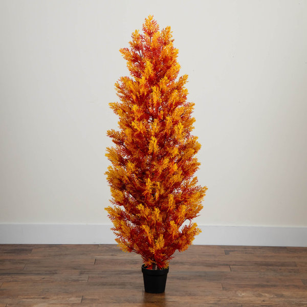 Ophelia & Co. 4Ft. UV Resistant Autumn Artificial Fall Cedar Tree ...