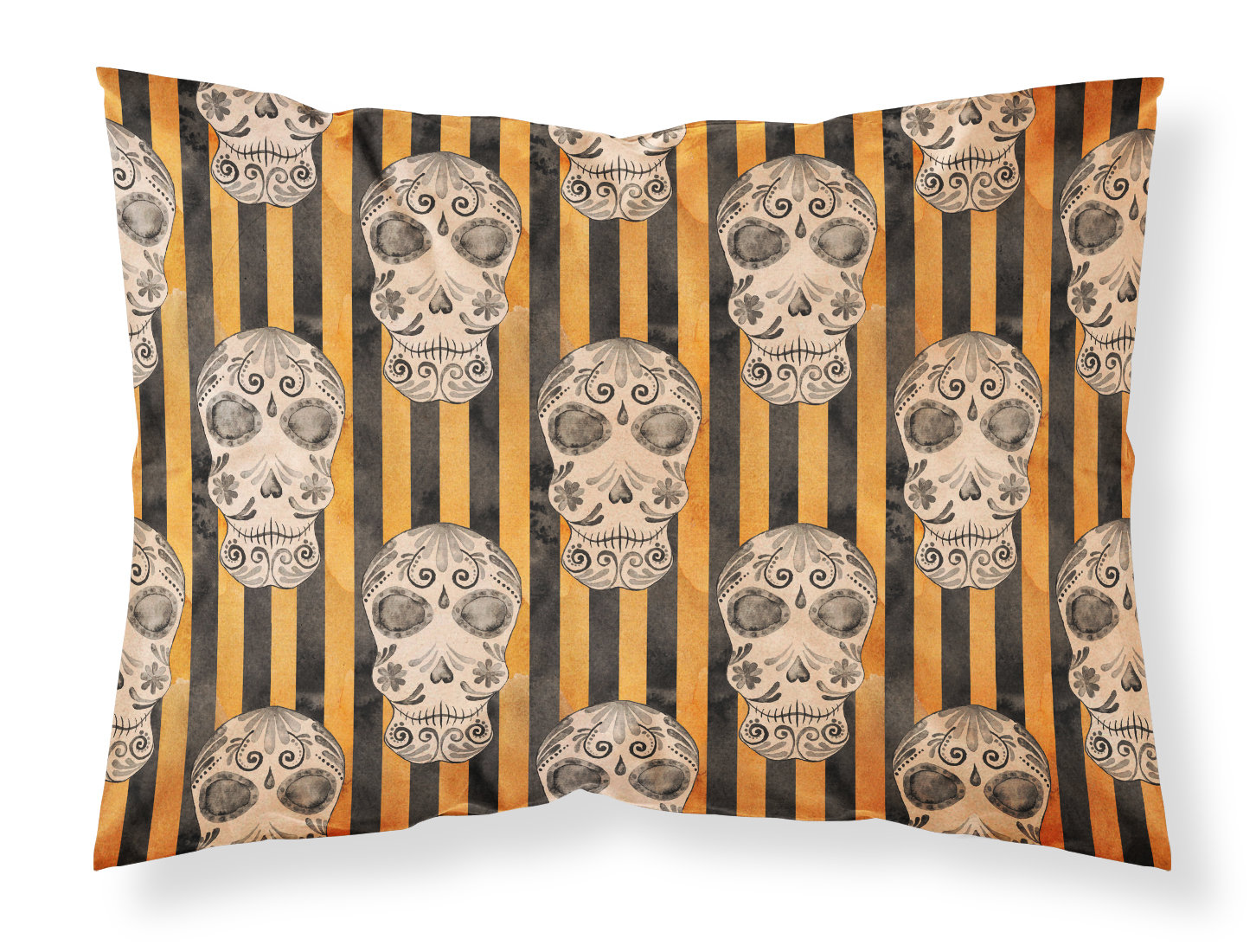 Caroline's Treasures Watercolor Halloween Day of the Dead Head Striped ...