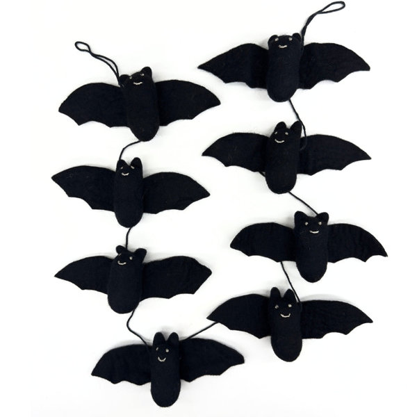 Handmade Felt Garland Halloween Bats | Birch Lane