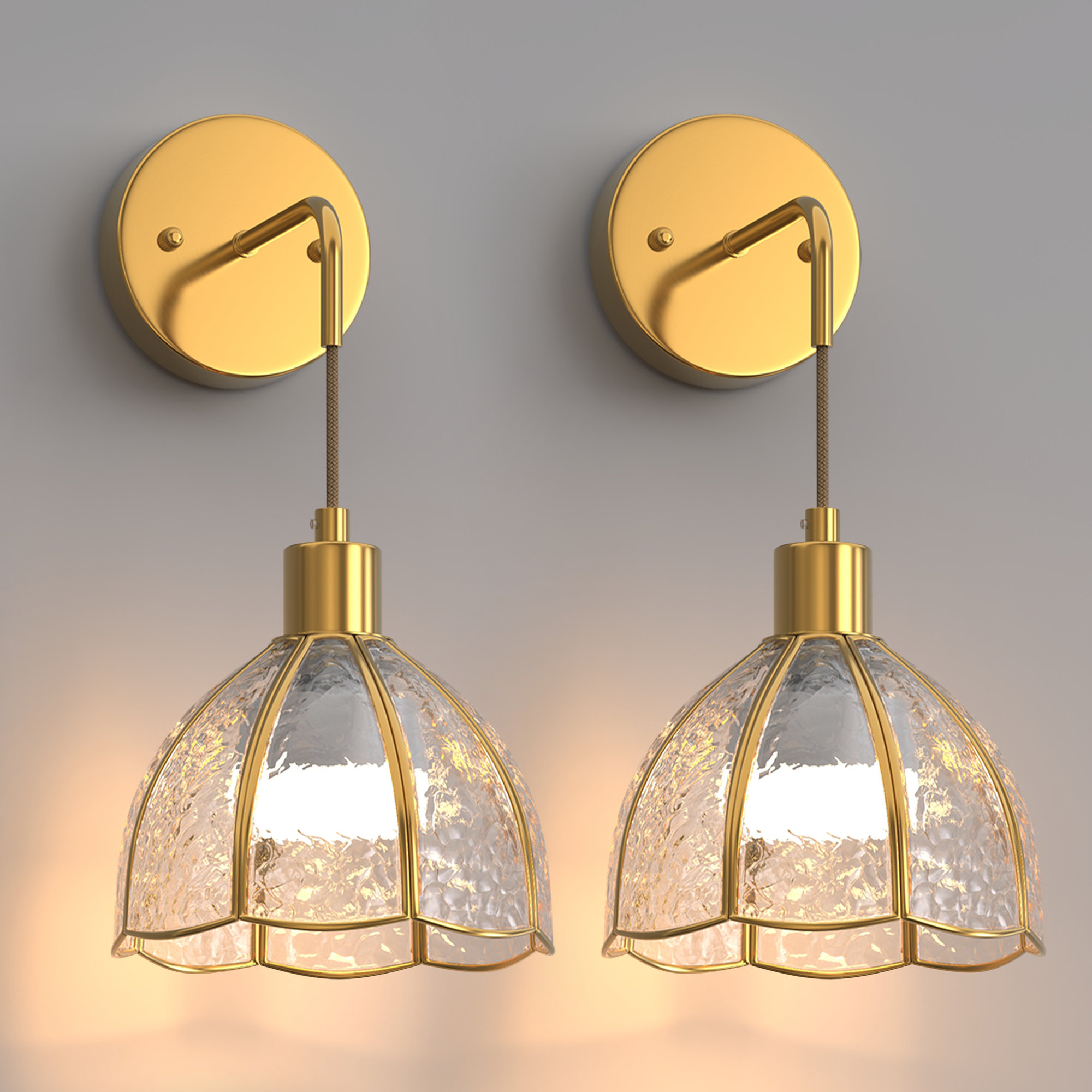 Latitude Run® Battery Operated Armed Wall Sconce With Tulip Glass Shade ...