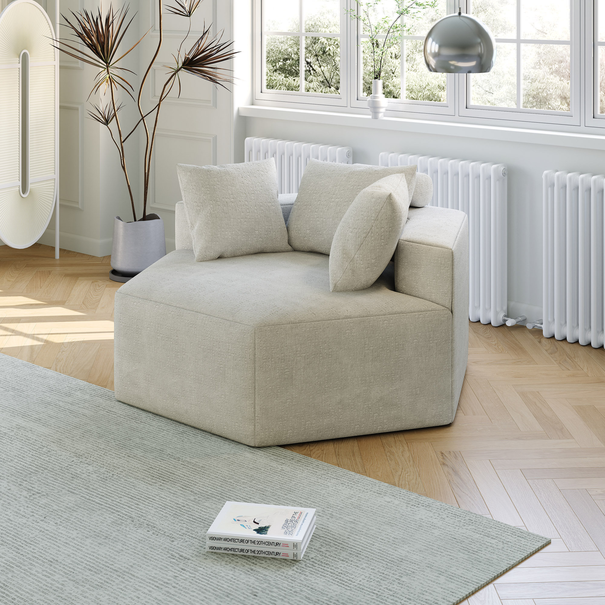 Ivy Bronx Chenille Sponge Single Sofa, Fluffy Modern Sleeper Chair For ...