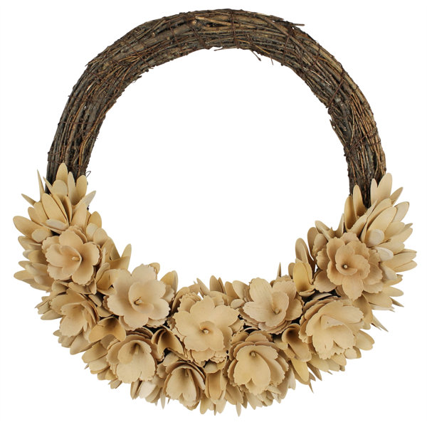 HomeRoots Faux Wood Curl Wood 17'' Wreath | Wayfair