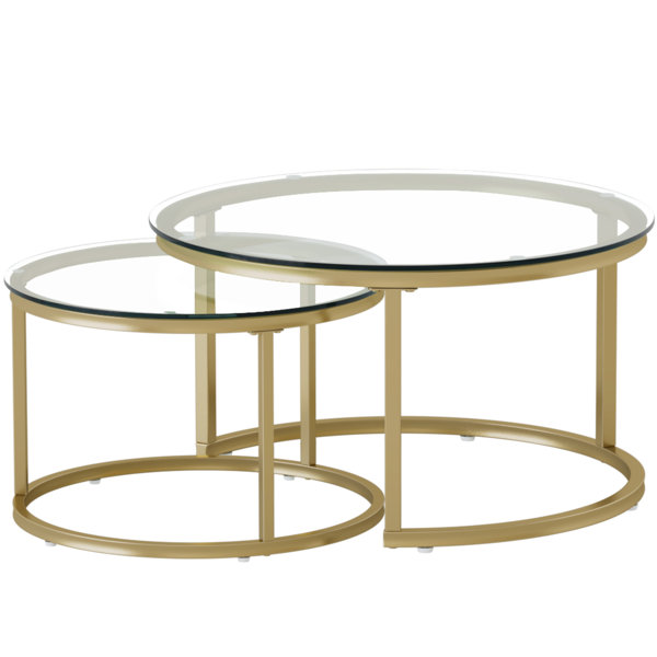Mercer41 31.5" Glass Round Nesting Coffee Table & Reviews | Wayfair