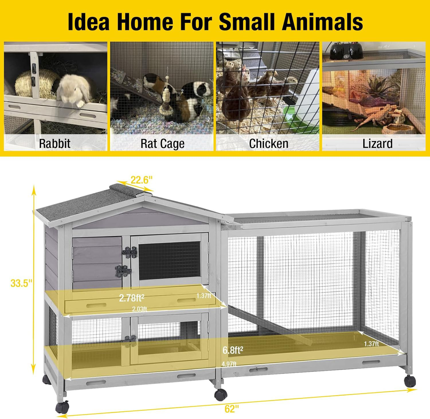 Tucker Murphy Pet™ Outdoor Indoor Rabbit Cage with Casters Guinea Pig ...