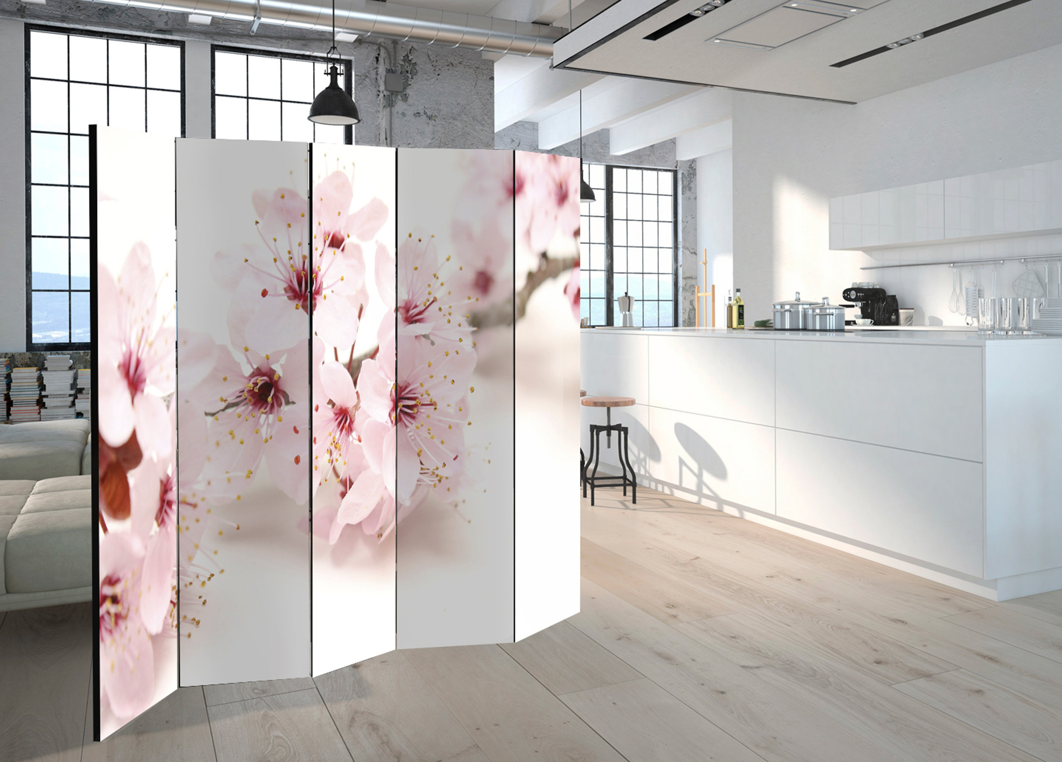 East Urban Home 225cm W x 172cm H 5 - Panel One Sided Room Divider ...