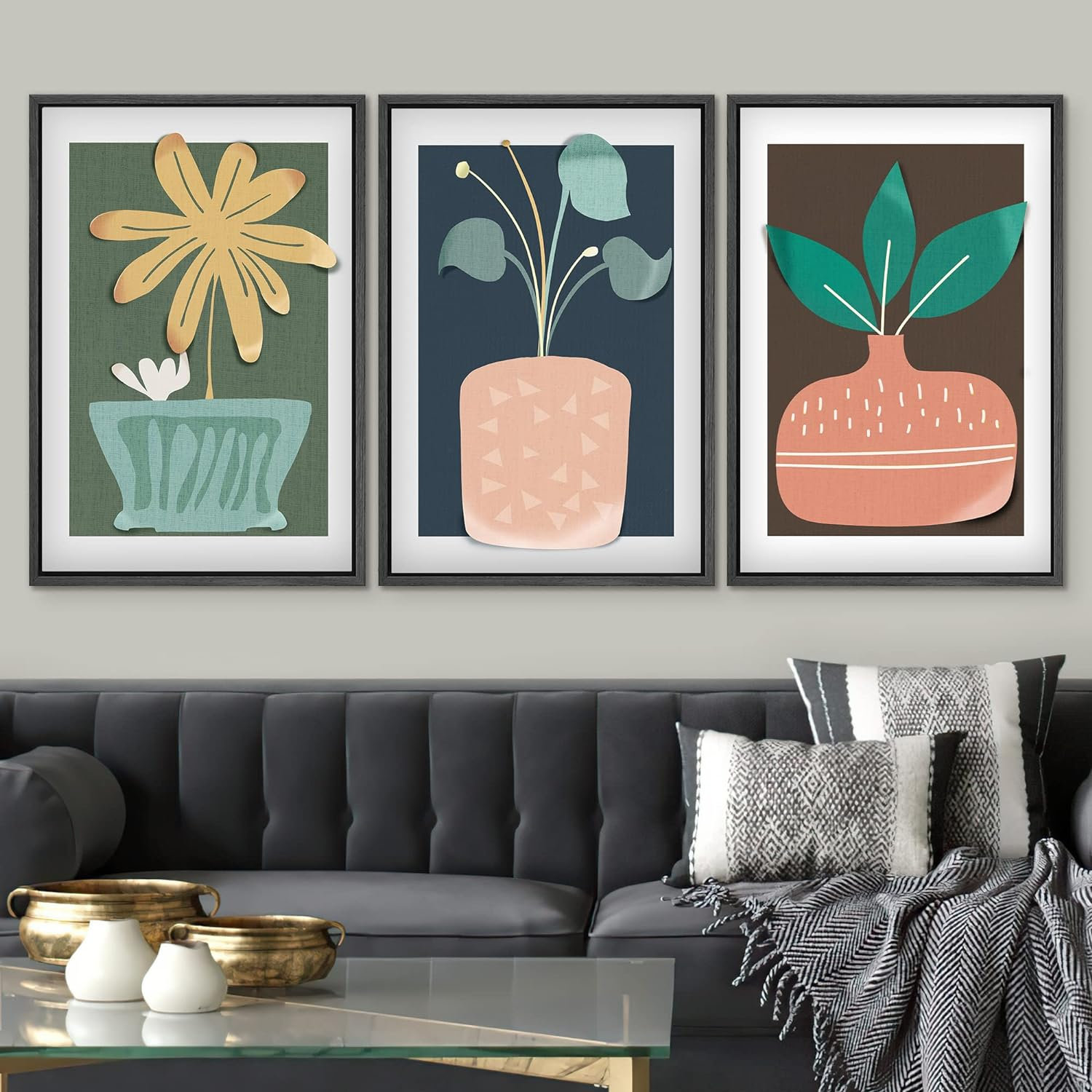 wall26 " Vibrant Pastel Garden Plant Flower Pot Colourful Illustrations ...